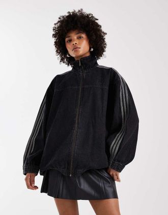 adidas Originals Firebird Adilenium - Veste de surv&ecirc;tement en jean - Noir pur