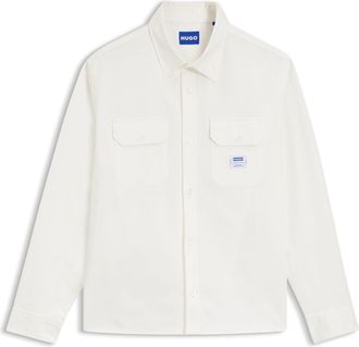 HUGO BOSS Herren Ekynone Hemd aus Baumwoll-Twill mit Logo-Label Wei&szlig; L