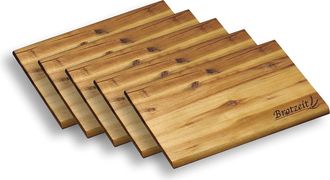 KESPER 5er Pack - Frühstücksbrettchen XL mit Einbrand Brotzeit - 32 x 21 cm - Essbrett - Akazie - Holz