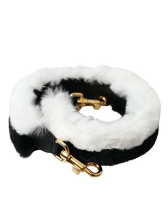 Dolce & Gabbana Womens Black White Lapin Fur Accessory Shoulder Strap And Bag