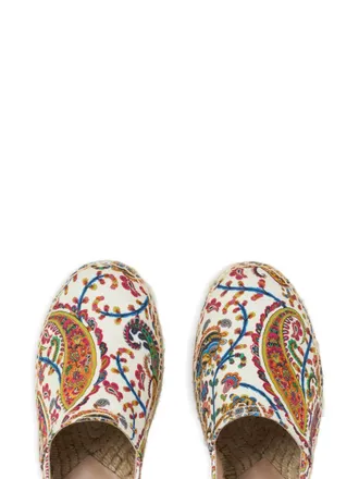 Etro Womens Espadrilles Multi-Floral White Cotton Flat Shoes