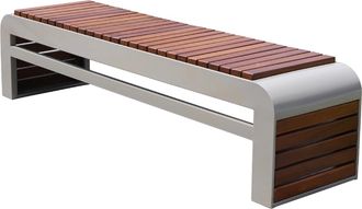 Generic Gartenbank Wetterfest 2 Sitzer Metallbank Rahmen aus Edelstahl Stuhllatten aus Massivholz Parkbank Ohne R&uuml;ckenlehne Sitzbank Outdoor Robust f&uuml;r Terras