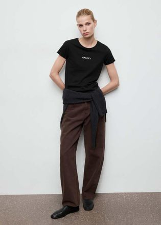Mango T-shirt logo en coton noir - Femme - XXL - MANGO