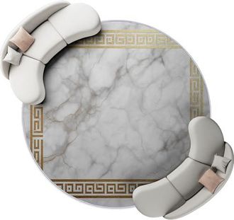 Generic Tapis Lavable et Antid&eacute;rapant Gris pour Salon Salle &agrave; Manger Chambre Adulte et Ado Cuisine - Tapis Motif Luxe Moderne Bordure en Marbre, Poil Ras Doux