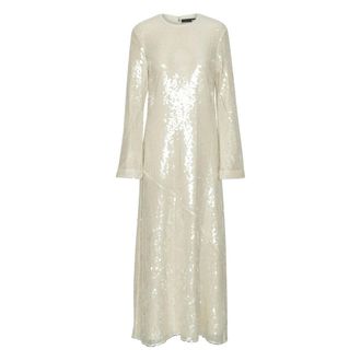 Rotate Rotate Birger Christensen, Femme, Robes, Blanc, Taille: 40 FR Robe Blanche &agrave; Sequins et Manches Cloche