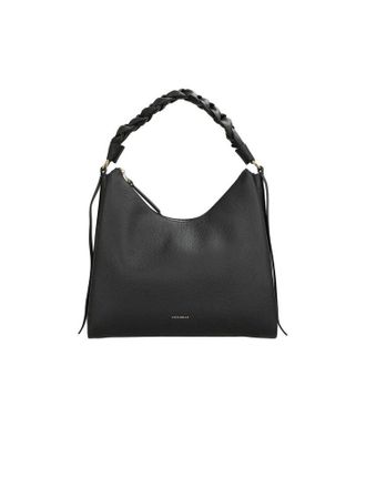 Coccinelle Womens Handbag Black-Cognac Cowhide Bags - Handbags Black/cognac