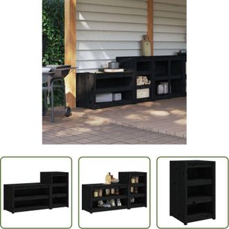 vidaXL K&uuml;chenschr&auml;nke - Outdoor-K&uuml;chenschr&auml;nke MEPPEL 2 Stk. Schwarz Massivholz Kiefer