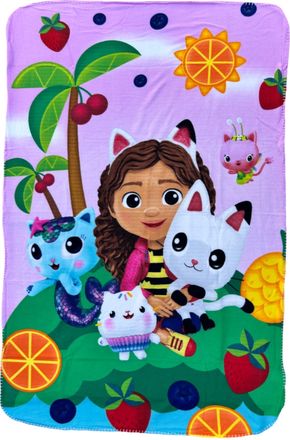 Cartoon Decke Gabbys Dollhouse f&uuml;r Kinder, 100 x 150 cm, 100 % weiches Polyester, 210 g/m&sup2;