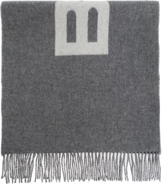 Bally écharpe frangée à logo - Gris