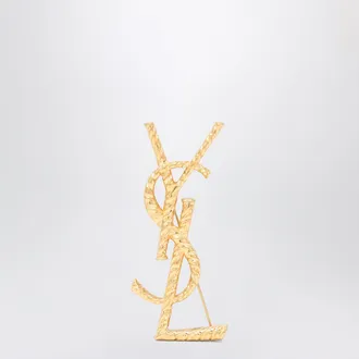 Saint Laurent Cassandre-Brosche aus vergoldetem Metall