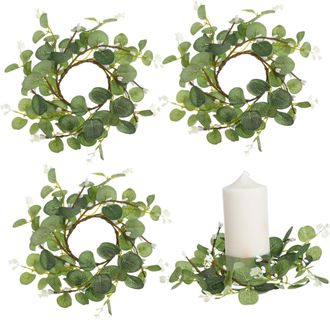 Cabilock 3 S&auml;tze Eukalyptus-Kranz Kleine Kr&auml;nze F&uuml;r Schr&auml;nke Kerzenkranz Aus Gr&uuml;nem Blatt Miniaturkr&auml;nze Kerzenst&auml;nder, Kr&auml;nze, Ringe Kleiner Osterkranz Green 