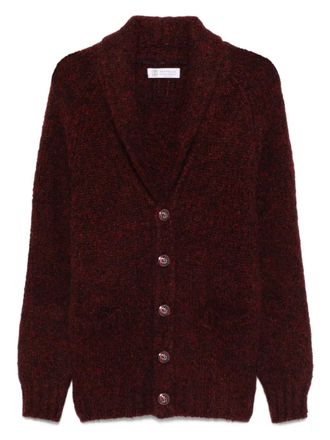 Brunello Cucinelli cardigan à col châle - Rouge