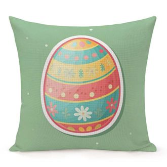Generic Cushion Covers Osterei Verziert Mit Bunten Streifen, Punkten Und Blumenmustern Sofakissenbez&uuml;ge Fashion Zierkissenbez&uuml;ge Throw Pillow Covers for Sofa 