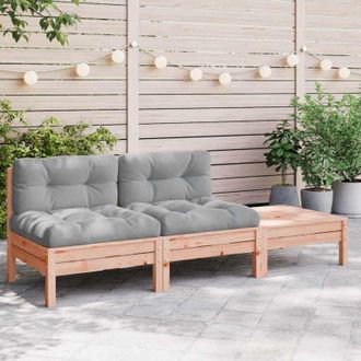 vidaXL Gartensofa mit Kissen und Hocker 2-Sitzer - Vidaxl