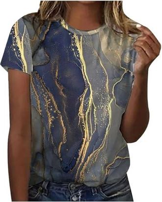 Generic T-shirt d&eacute;t&eacute; basique &agrave; manches courtes pour femme - Coupe ample - D&eacute;contract&eacute; - T-shirt de sport - T-shirt de f&ecirc;te - T-shirt de sport - T-shirt basiqu