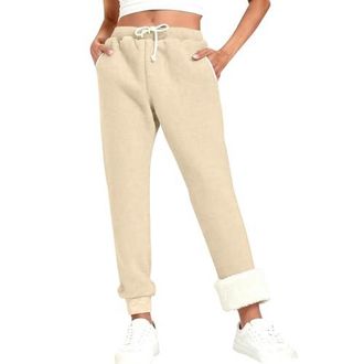 Generic Pantalon pour femme - Pantalon de surv&ecirc;tement athl&eacute;tique doubl&eacute; chaud - Taille haute - Pantalon de jogging doubl&eacute; en polaire - Pantalon long dhiver &eacute;p