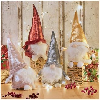 Com-Four 4X lutins de No&euml;l Haut de Gamme pour Les d&eacute;corations de No&euml;l, Figurines Hivernales comme Objets de d&eacute;coration, Jolis tabourets de Bord comme d&eacute;coratio