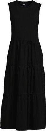 Lands End Maxi-Baumwollkleid aus Flammgarn, Damen, Größe:40-42 regular, Schwarz, Baumwolle, by Lands End