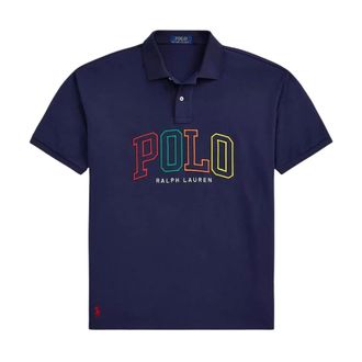 Ralph Lauren Homme, Tops, Bleu, Taille: XL Polo Marine avec Logo Coloré