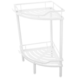 NUOBESTY Mattwei&szlig;es 2 st&ouml;ckiges Eckregal aus Metall f&uuml;r Badezimmer Dreieckiger Wandmontierter Duschorganizer aus Kohlenstoffstahl mit Stabilem Dreibeinstativ f