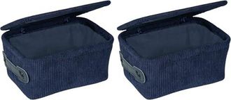 WENKO Badkorb Anela Dunkelblau mit Deckel, Aufbewahrungskorb, 19 x 10 x 14 cm, 25531100 (Packung mit 2)