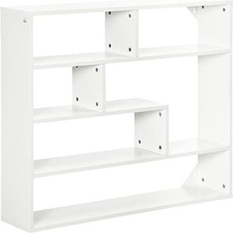 HOMCOM Étagère Murale à 4 Niveaux Étagère Flottante avec 7 Compartiments Ouverts pour Salon Chambre Bureau Style Moderne 94x19,5x80 cm Blanc