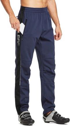 Baleaf Pantalon De Sport, Velo en Polaire pour Homme Coupe Vent avec Poches Zipp&eacute;es VTT Tenue Cycliste Bleu, XXXL