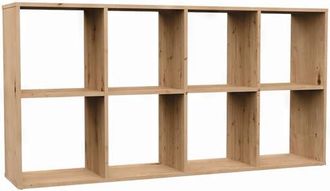 Selsey Malax Wandregal, 8 Fächer, 75x147x30 cm, laminiertes Holz, Farbe: handgefertigte Eiche, modular hoch/niedrig, modern/klassisch, für Wohnzimmer/Büro, e