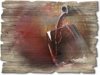 Artland ARTland Wanddeko Bild aus Holz Holzbild vintage Deko 40x30 cm Querformat Rotwein Wein Italien Mediterran T5PV