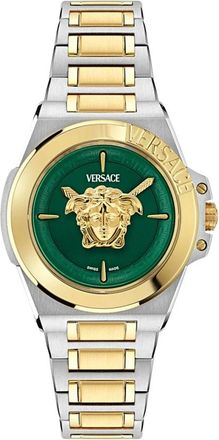 Versace Femme, Accessoires, Vert, Taille: ONE Size Montre bracelet &agrave; maillons bicolores