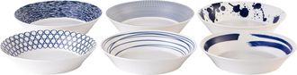 Royal Doulton Pacific Set mit 6 Pastaschalen aus Porzellan, Blau, 23,15 x 23,15 x 5,1 cm, 23.15 x 23.15 x 5.1, 6