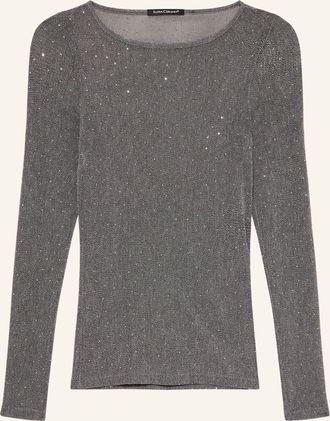 Luisa Cerano Luisa Cerano Longsleeve Aus Mesh Mit Schmucksteinen grau