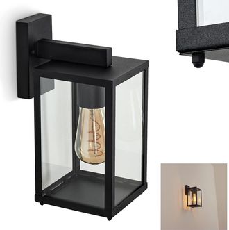 HOFSTEIN Außenwandleuchte Palanga, Außenleuchte aus Metall/Glas in Schwarz/Klar, Wandlampe abwärts für Terrasse/Hof/Eingangsbereich, 1 x E27, Wandleuchte mit t