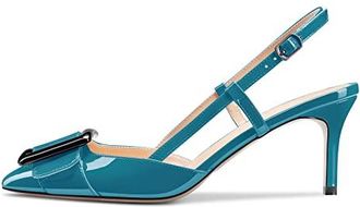 Castamere Femmes Aiguille Mi Talon Heel Pointu Bout Slip-on Escarpins Slingback Noeud Papillon Dress Mariage Party Sandales 6.5 CM Heels Vert 43 EU