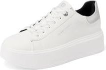 Queen Helena Baskets Platform Femme Baskets légères Casual X33-4, Blanc et argent., 38 EU
