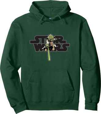 Star Wars Logo Jedi Master Yoda Lightsaber Pullover Hoodie