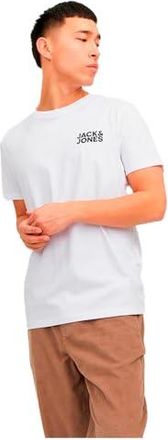 Jack & Jones Male Jjecorp T-Shirt SS à col Rond avec Logo Noos, Blanc 1, 3XL Hommes