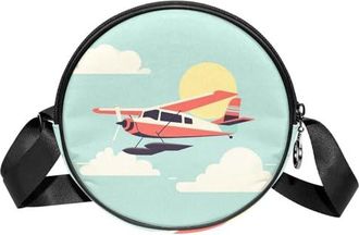 Generic Petit sac &agrave; bandouli&egrave;re Circle pour femme, petit sac &agrave; bandouli&egrave;re jaune miel avec fermeture &eacute;clair, bretelles r&eacute;glables, sac &agrave; main rond d&eacute;contract&eacute; 