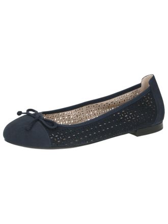Caprice Damen Ballerinas aus Leder mit Lochmuster, Blau (Ocean Suede), 37 EU