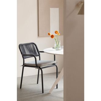 Sklum Chaise de salle &agrave; manger empilable avec accoudoirs en aluminium et corde tress&eacute;e Arhiza Sklum Gris Graphite
