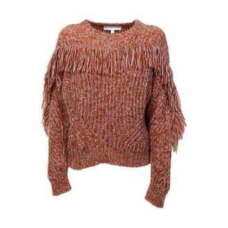 Skills & Genes Pullover mit Fransen in englischem Rippenstrick - - Knitwear - Damen - Rot - M
