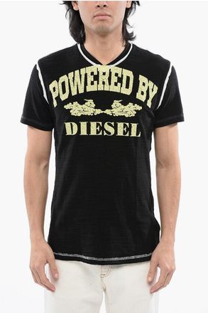 Diesel RED TAG Slub Cotton T-DIEGOR-V-RAW T-Shirt with Cracked Effe size 3xl