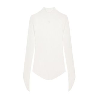 Courr&egrave;ges Circle Mockneck Pullover - - Knitwear - Damen - Wei&szlig; - S