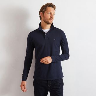 Eden Park Polo Bleu Marine Uni En Piqu&eacute; De Coton Stretch Old Ref Pp