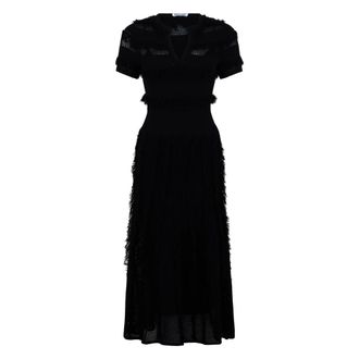 Max Mara Femme, Robes, Noir, Taille: 42 FR Robe Midi &agrave; Franges
