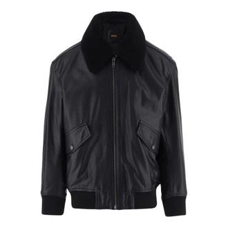 HUGO BOSS Jopeak Lederjacke - - Jackets - Herren - Schwarzk - 2XL
