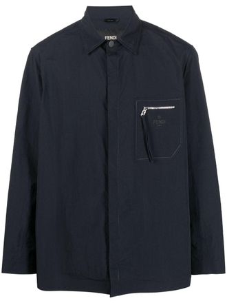 Fendi surchemise &agrave; poche zipp&eacute;e - Bleu
