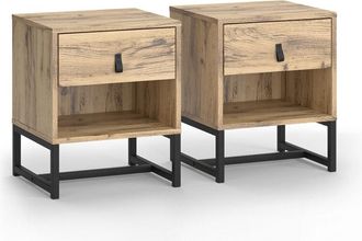 Vicco Table de nuit Ezra, Chêne, 39x47cm Lot de 2 Vicco