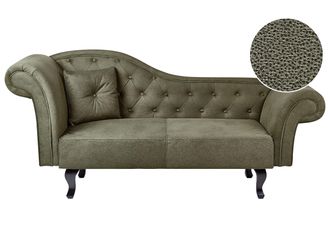 Beliani Chaiselongue Samt olivgrün Links gesteppt mit Kissen Chesterfield-Stil Lattes II