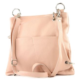 modamoda.de T140 - ital Messengertasche Umhängetasche 2in1 Leder, Farbe:Rosa